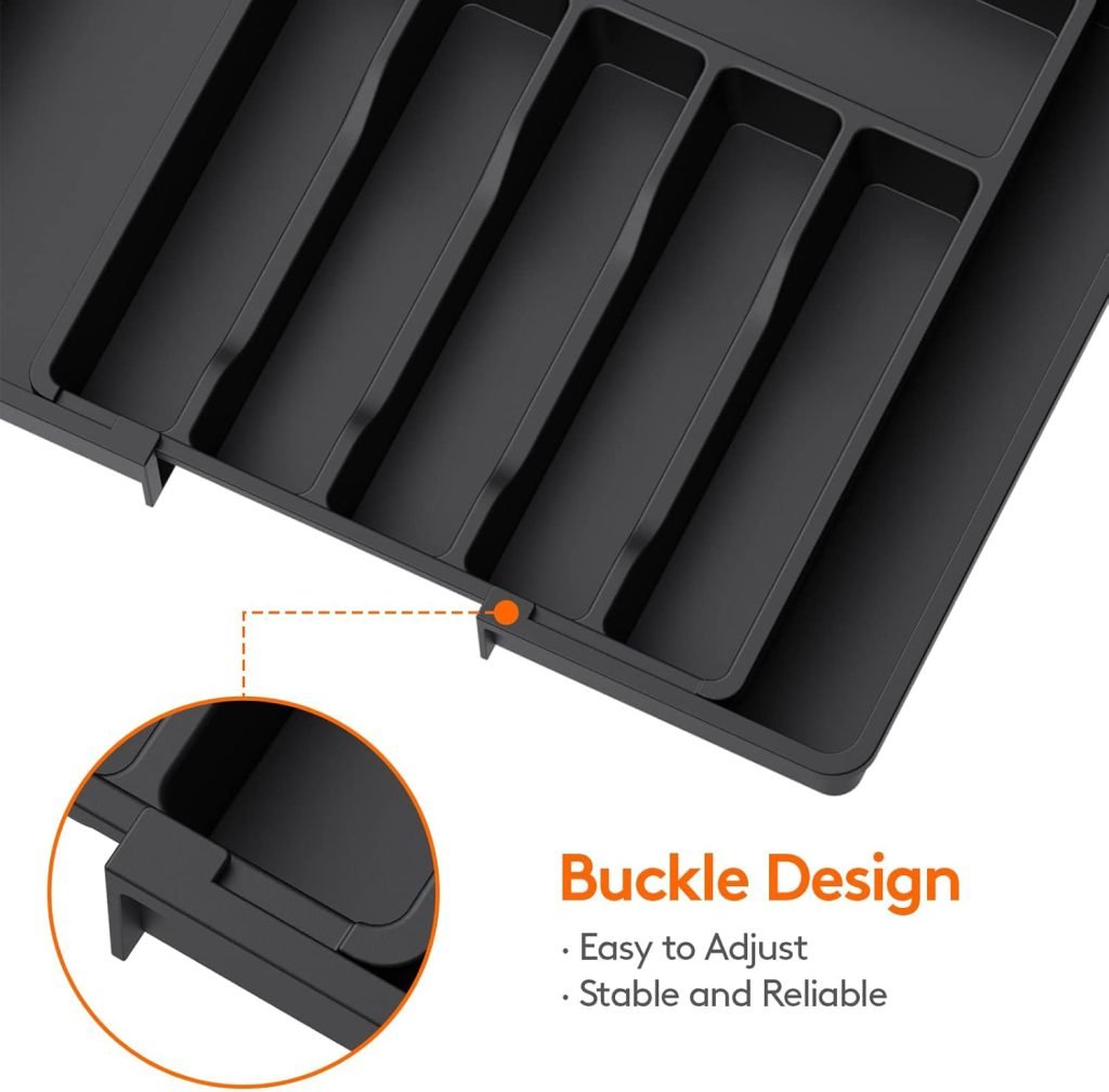 EXPANDABLE SILVERWARE DRAWER ORGANIZER – ADJUSTABLE UTENSIL TRAY WITH 8 ...