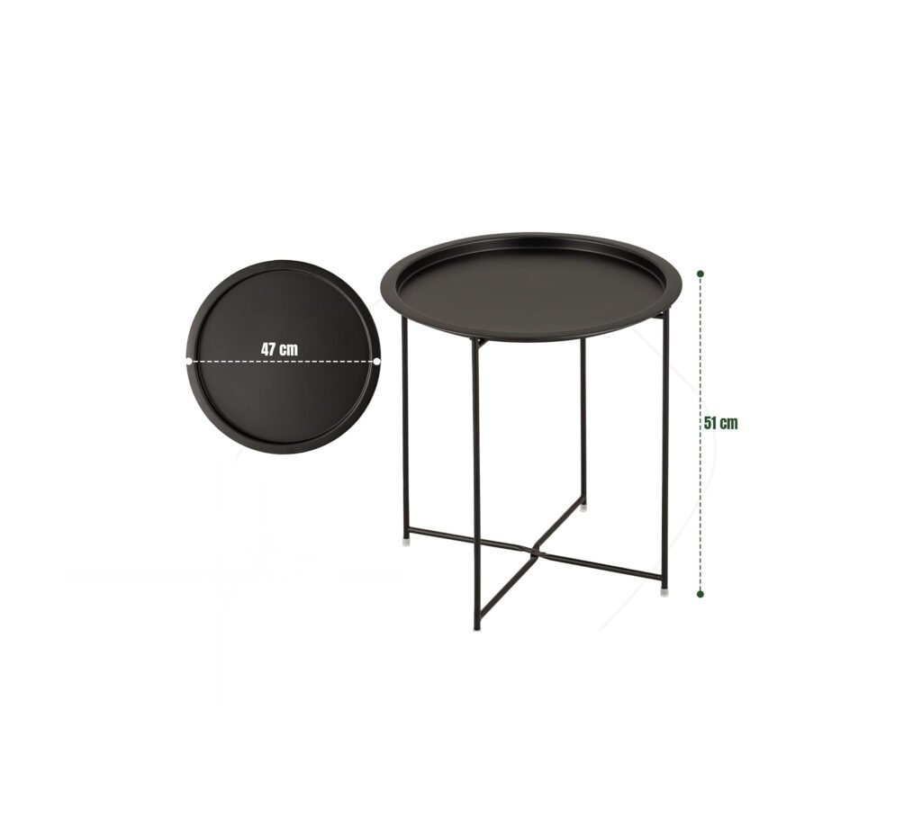 ROUND METAL TRAY SIDE TABLE WITH REMOVABLE TOP - Homedash
