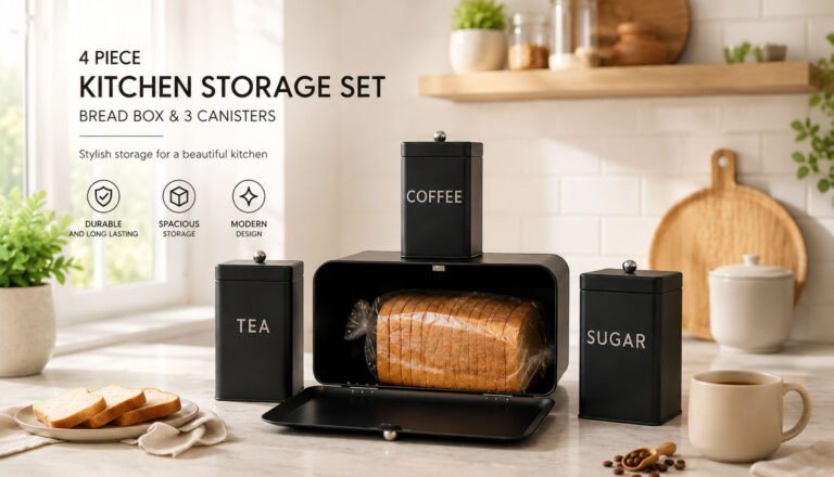 BREAD BIN & CANISTER SET 4 PCS METAL - Homedash
