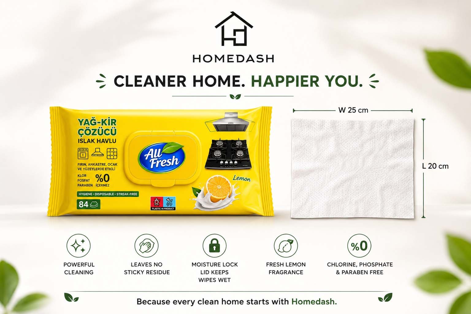 KITCHEN WIPES LEMON SCENTED 84 PCS - Homedash