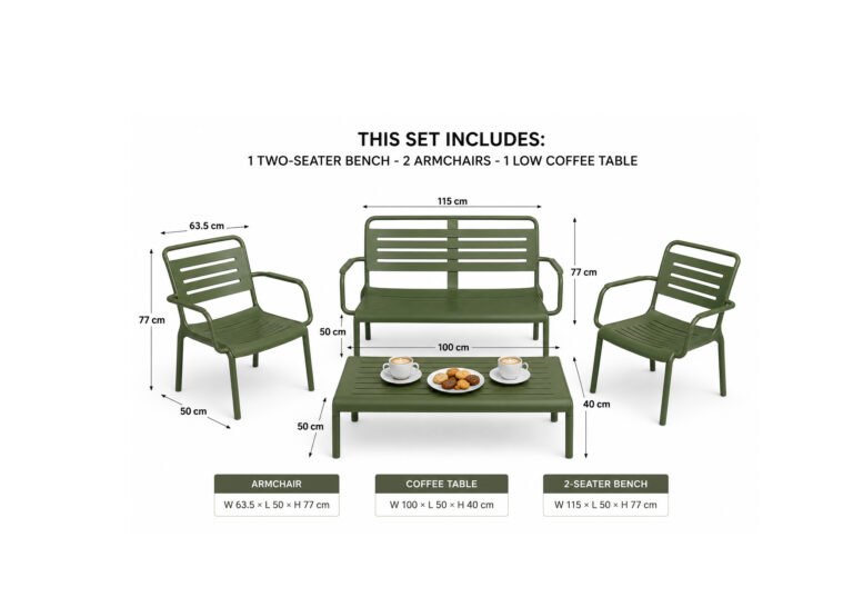 SEATING SET WITH COFFEE TABLE OUTDOOR – GREEN - Homedash