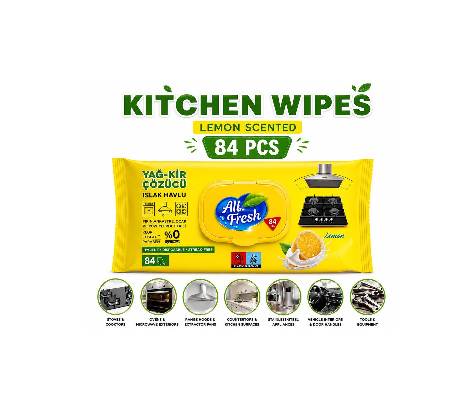 KITCHEN WIPES LEMON SCENTED 84 PCS - Homedash